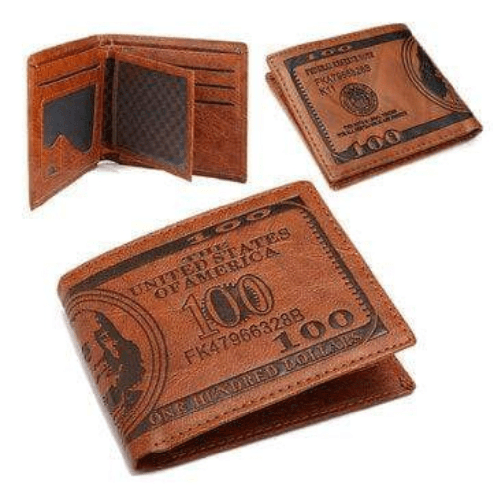 Men's 100 Dollar Bill Leather Wallet [FREE Shipping] – Gadget Gerbil