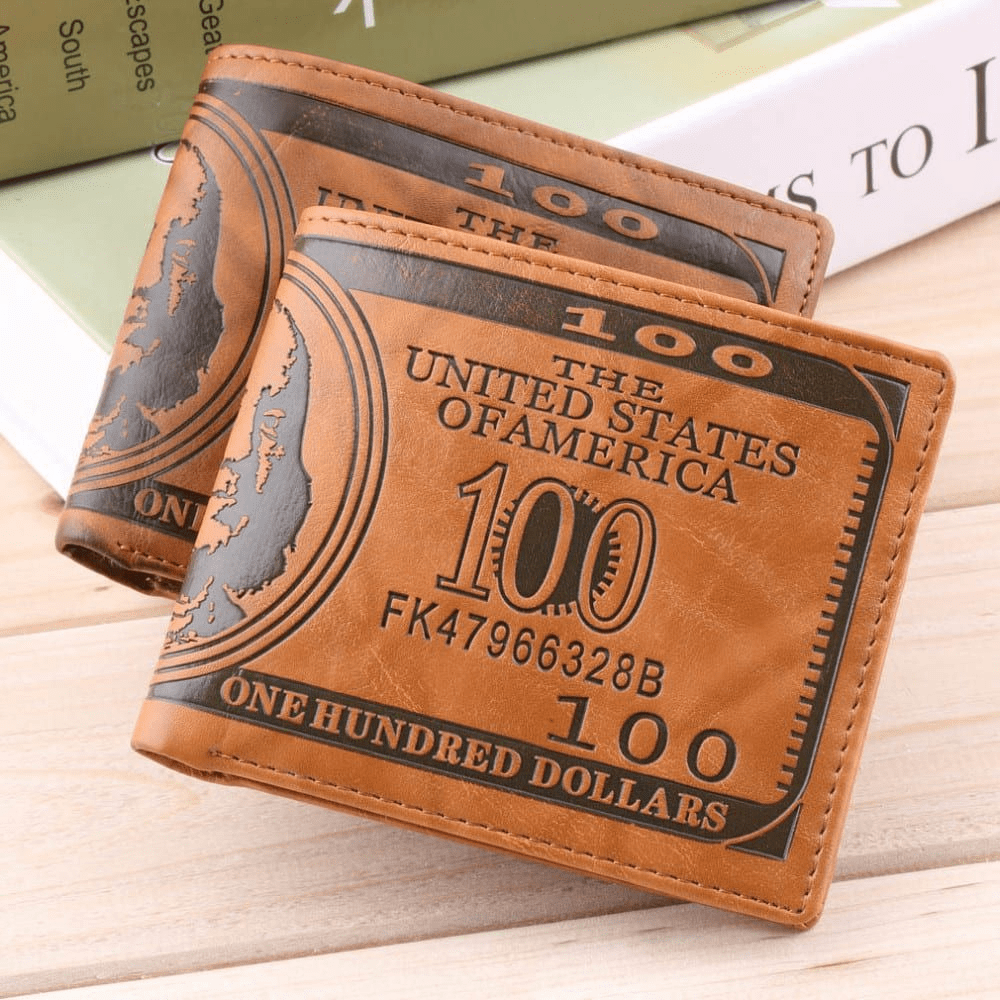 Men's 100 Dollar Bill Leather Wallet [FREE Shipping] – Gadget Gerbil